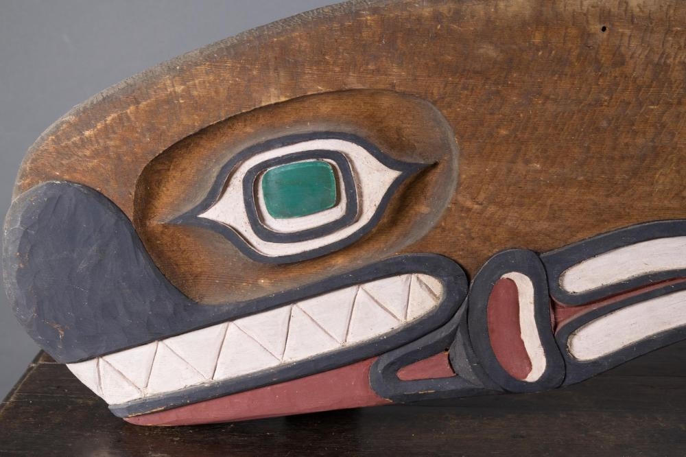 FREDERICK WILHELM BILL NEIDINGER | a 2-sided carving of a stylized orca ...