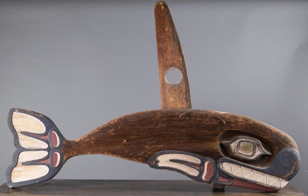 FREDERICK WILHELM BILL NEIDINGER | a 2-sided carving of a stylized orca ...