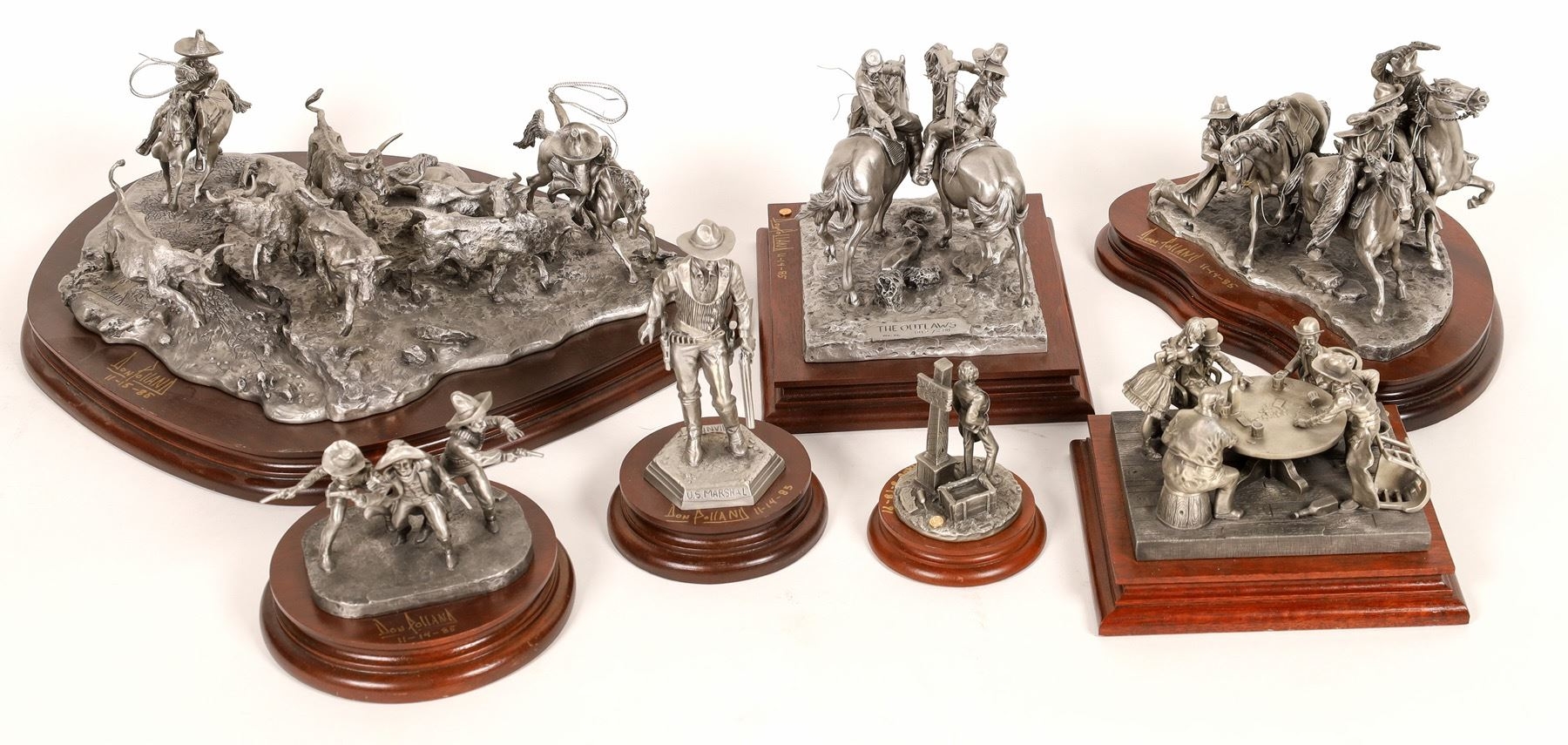 Donald Jack Polland | Group of seven Chilmark sculptures with cowboy ...