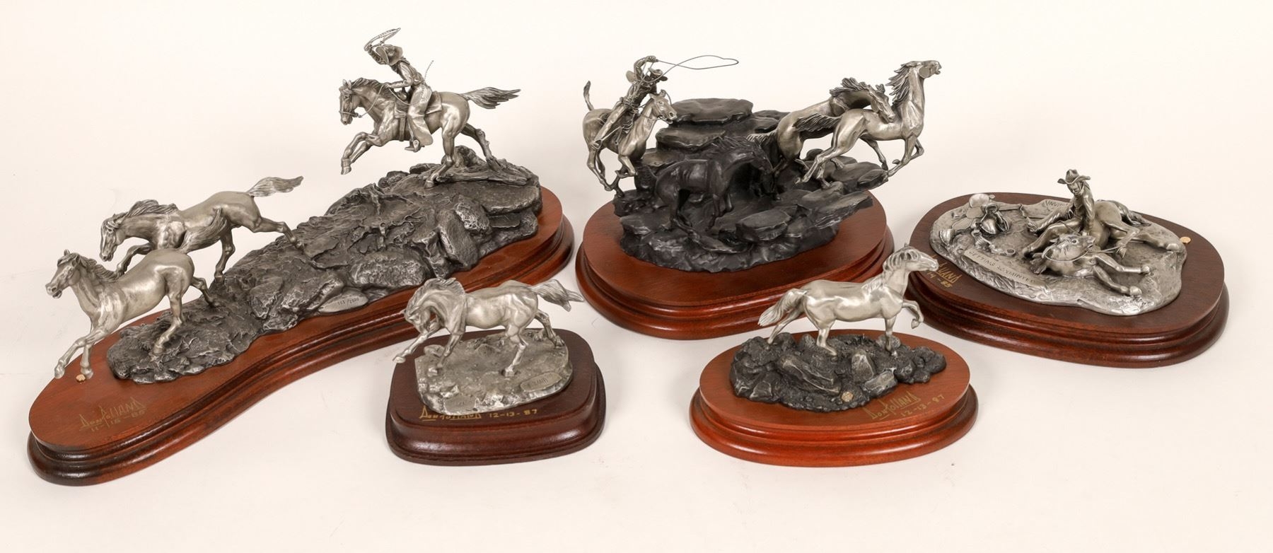 Donald Jack Polland | Group of five Chilmark sculptures of wild horse ...