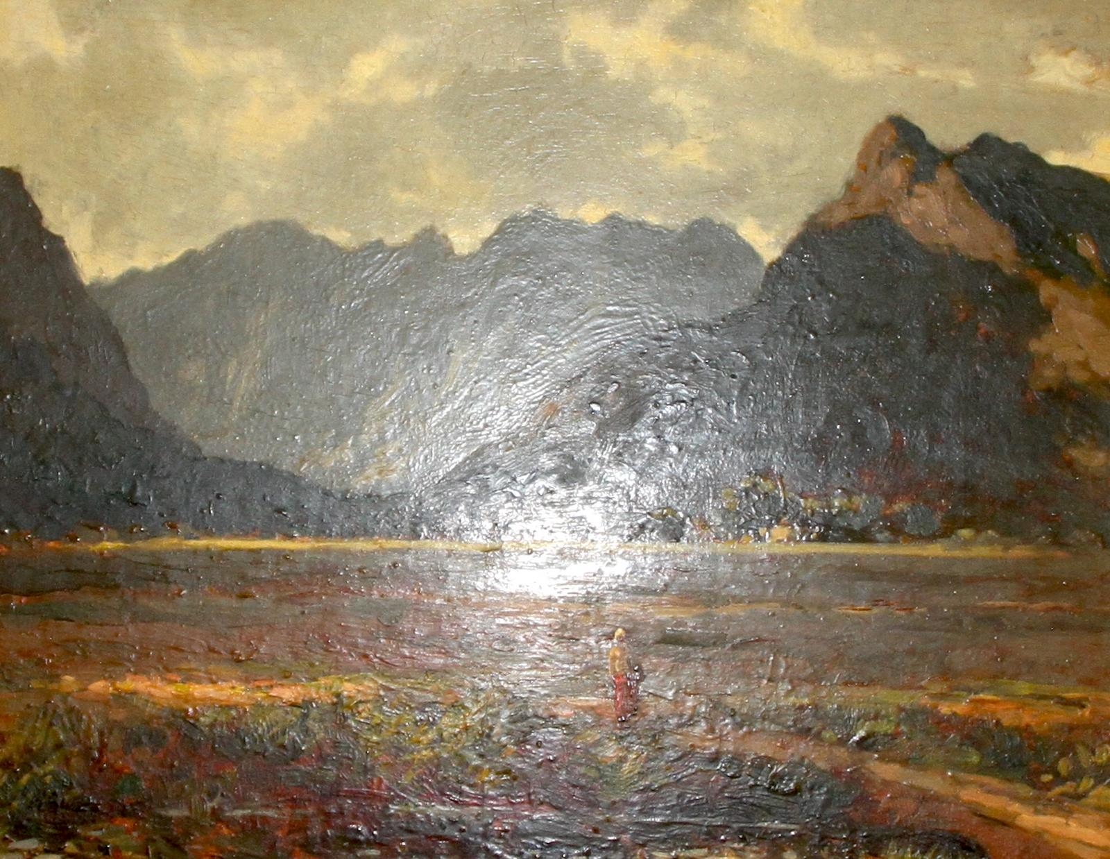 Edward Roworth | MOUNTAIN LANDSCAPE WITH FIGURE (1957) | MutualArt