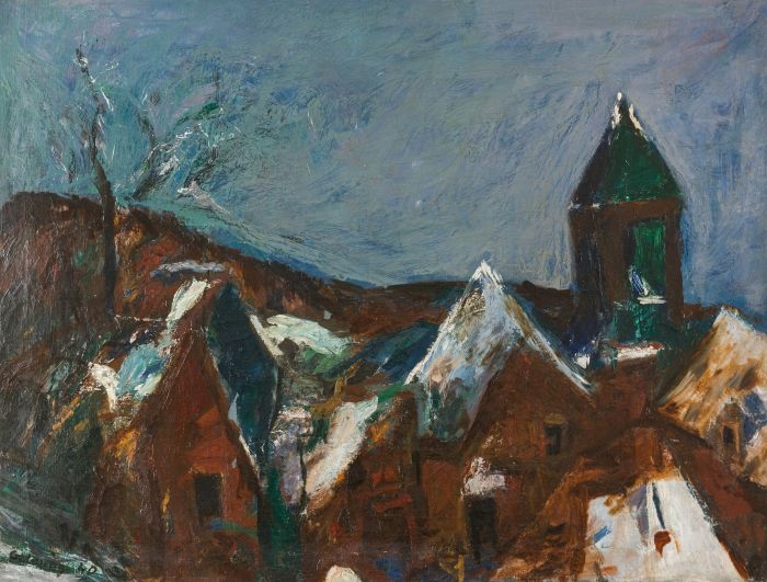 Gustav Hessing | Snow covered Houses (1940) | MutualArt