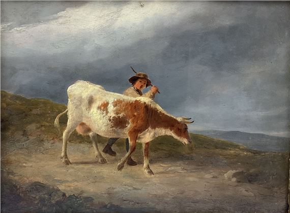 British School, 18th Century | Farm Boy leading a Cow on a Moorland ...