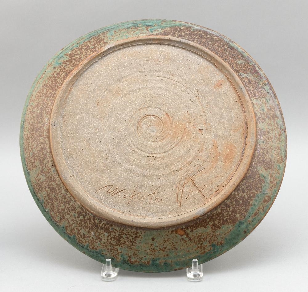 Makoto Yabe | Stoneware charger with Mishima pattern under a ash glaze ...