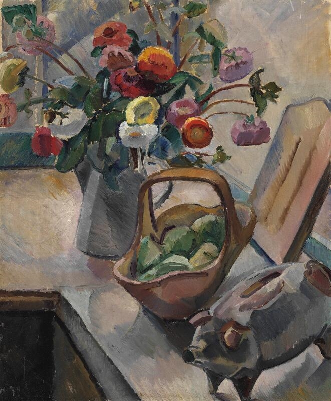 Astrid Holm | Still life with flowers and piggy bank | MutualArt