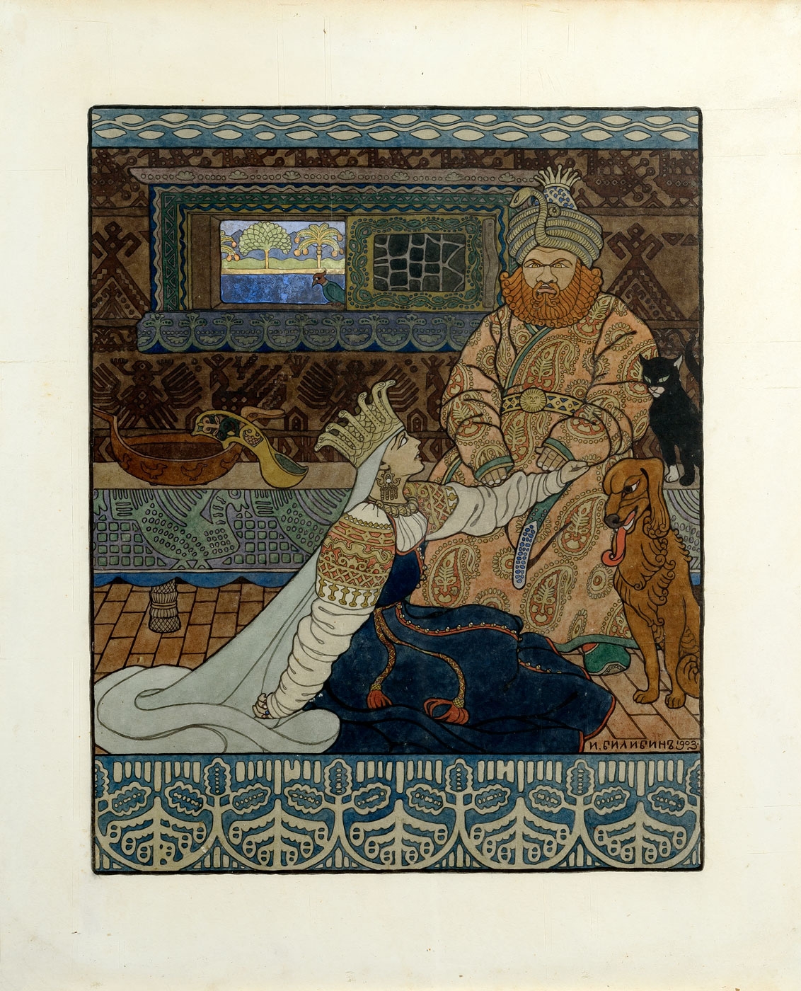 Ivan Iakovlevitch Bilibine | Tsarevitch at the Crossroads. Illustration to the Russian folk tale ...