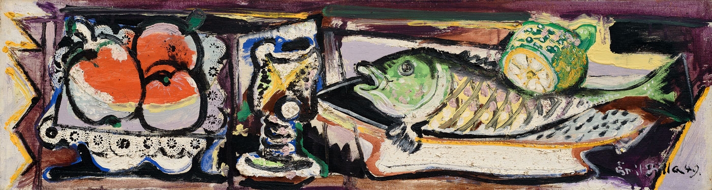 Emil Filla | Still Life with Fish and Lemon (1949) | MutualArt