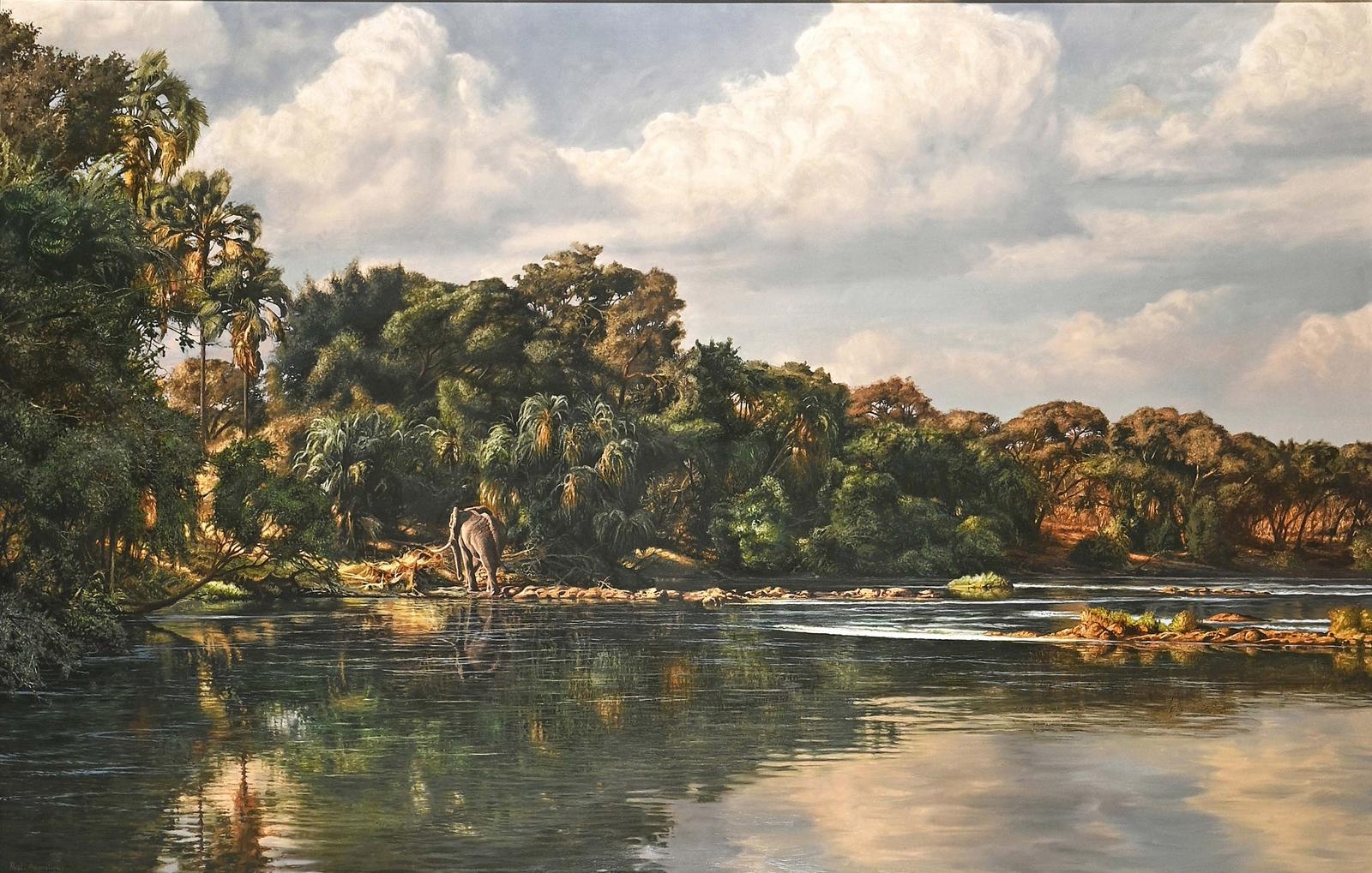 Paul Augustinus | Riverine Landscape with Elephant | MutualArt