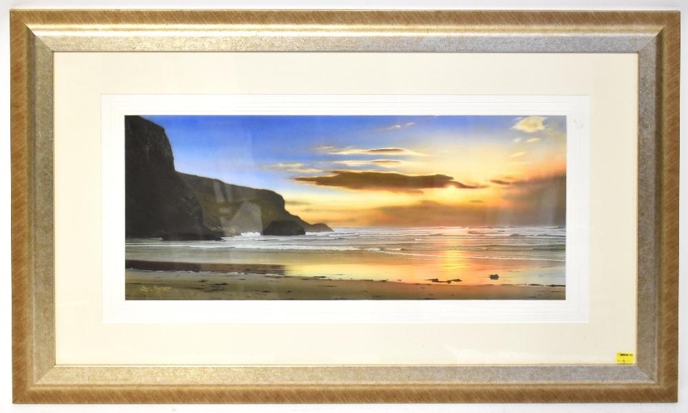 Steven Townsend | depicting a beach scene at sunrise with calm waves ...