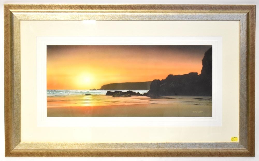 Steven Townsend | depicting a beach scene at sunset with calm waves ...