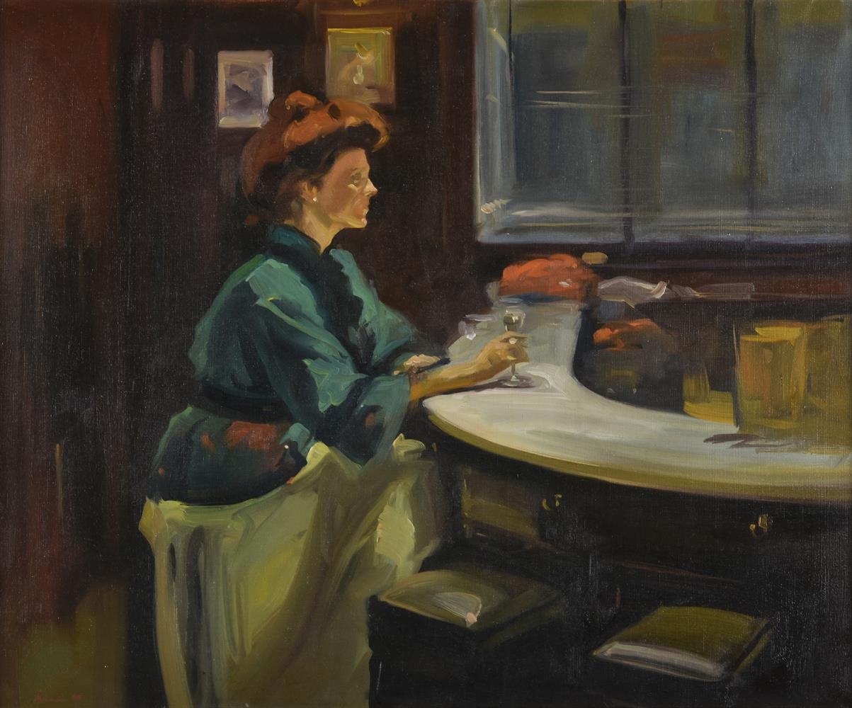 Anthony Bream | Lady at the bar, Green's Restaurant (85) | MutualArt