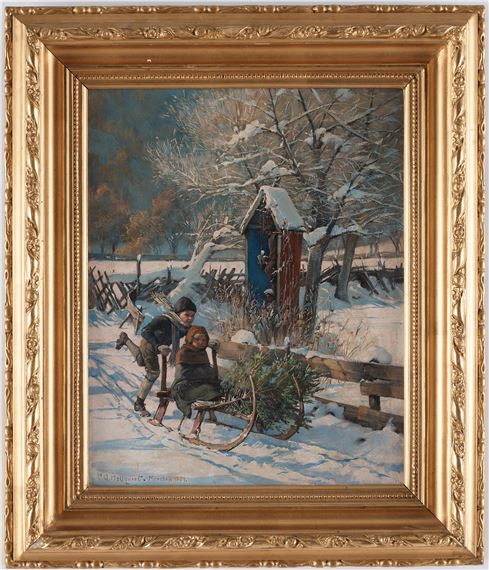 Carl Gustaf Hellqvist | Children kicksledding in the snow (1884 ...