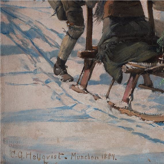 Carl Gustaf Hellqvist | Children kicksledding in the snow (1884 ...