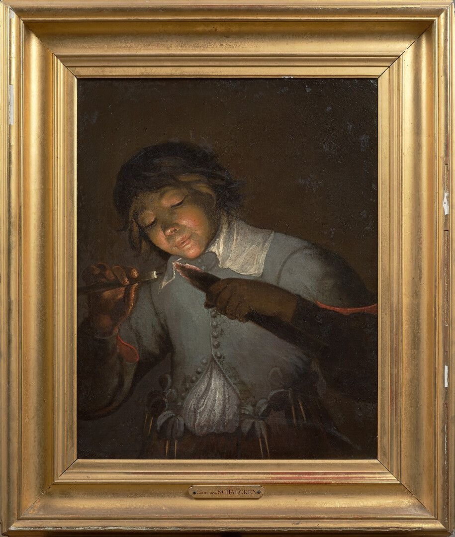 Adam de Coster | Young boy blowing on embers | MutualArt