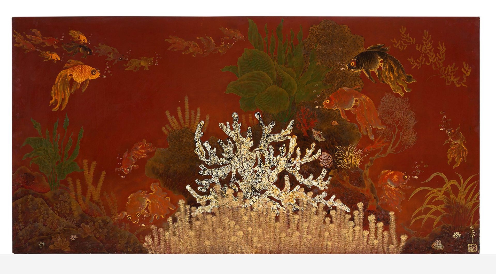 Pham Hau | Scène d'aquarium avec les poissons rouges d'abondance ...