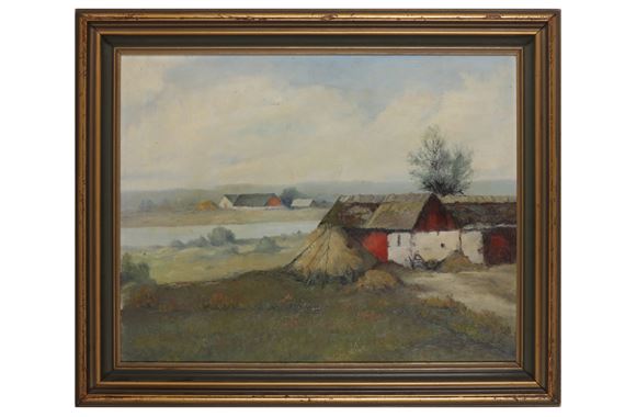 Theodore Bernard Dahl | A farmhouse by a river | MutualArt