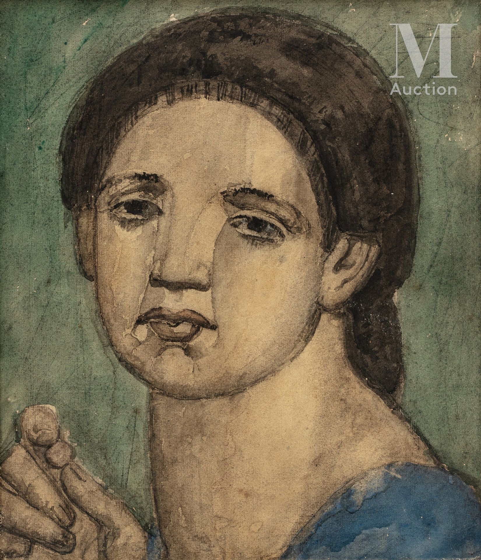 Marcel-Lenoir | Portrait de jeune fille à la perle (1910) | MutualArt