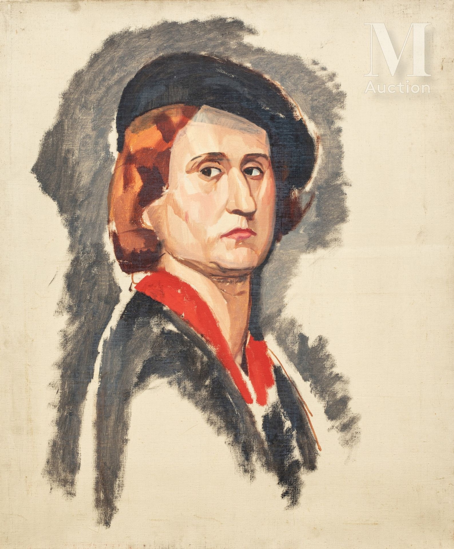 Marcel-Lenoir | Portrait de femme au béret (1920) | MutualArt