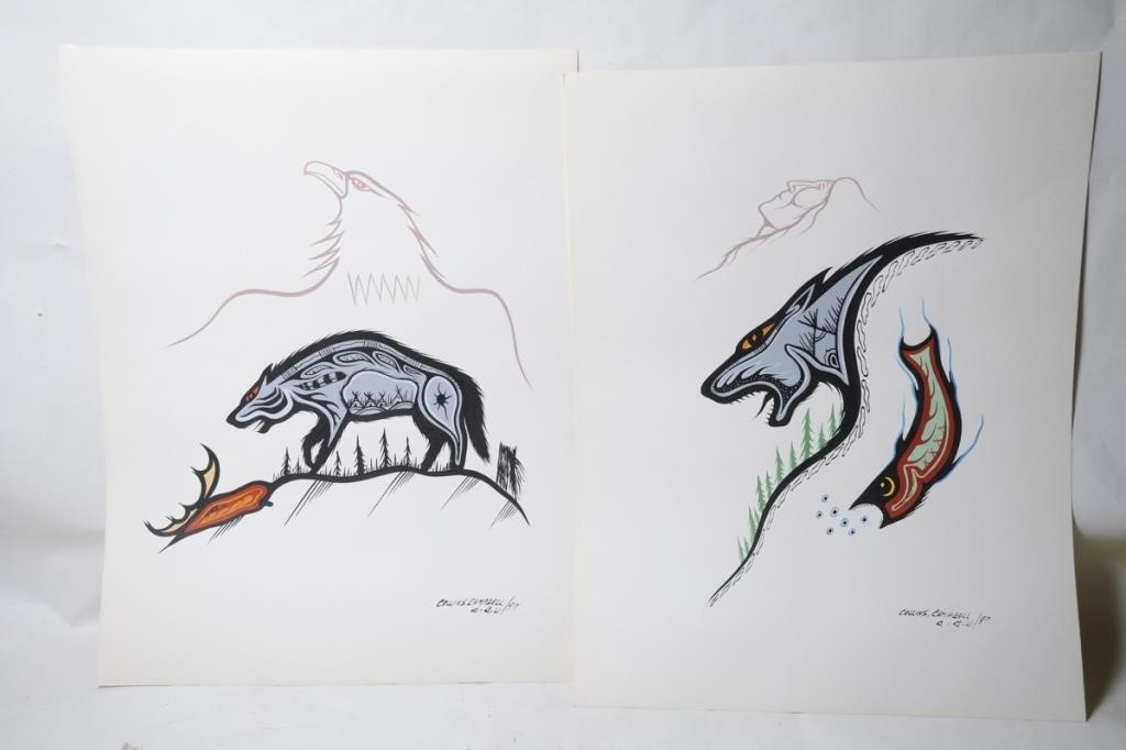 Collins Campbell | Wolves with prey | MutualArt