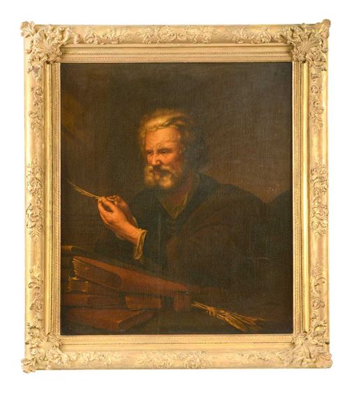 European School, 18th Century | Portrait of a scribe sharpening his ...