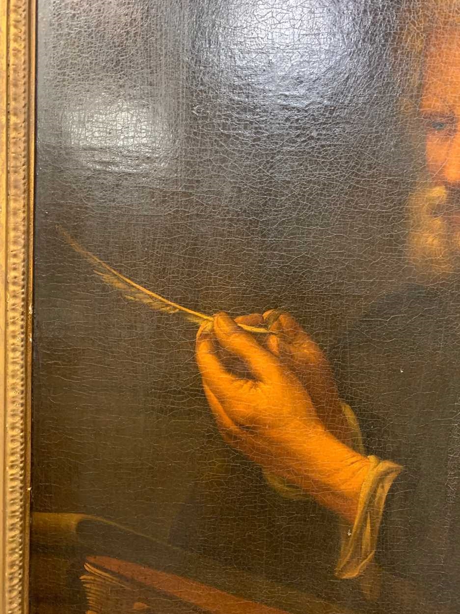 European School, 18th Century | Portrait of a scribe sharpening his ...