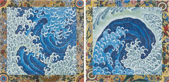 Katsushika Hokusai | Onami [Masculine waves]; Menami [Feminine waves ...