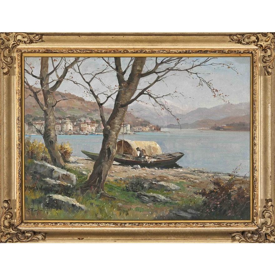 Ercole Magrotti | Fisherman on a Lake Shore | MutualArt