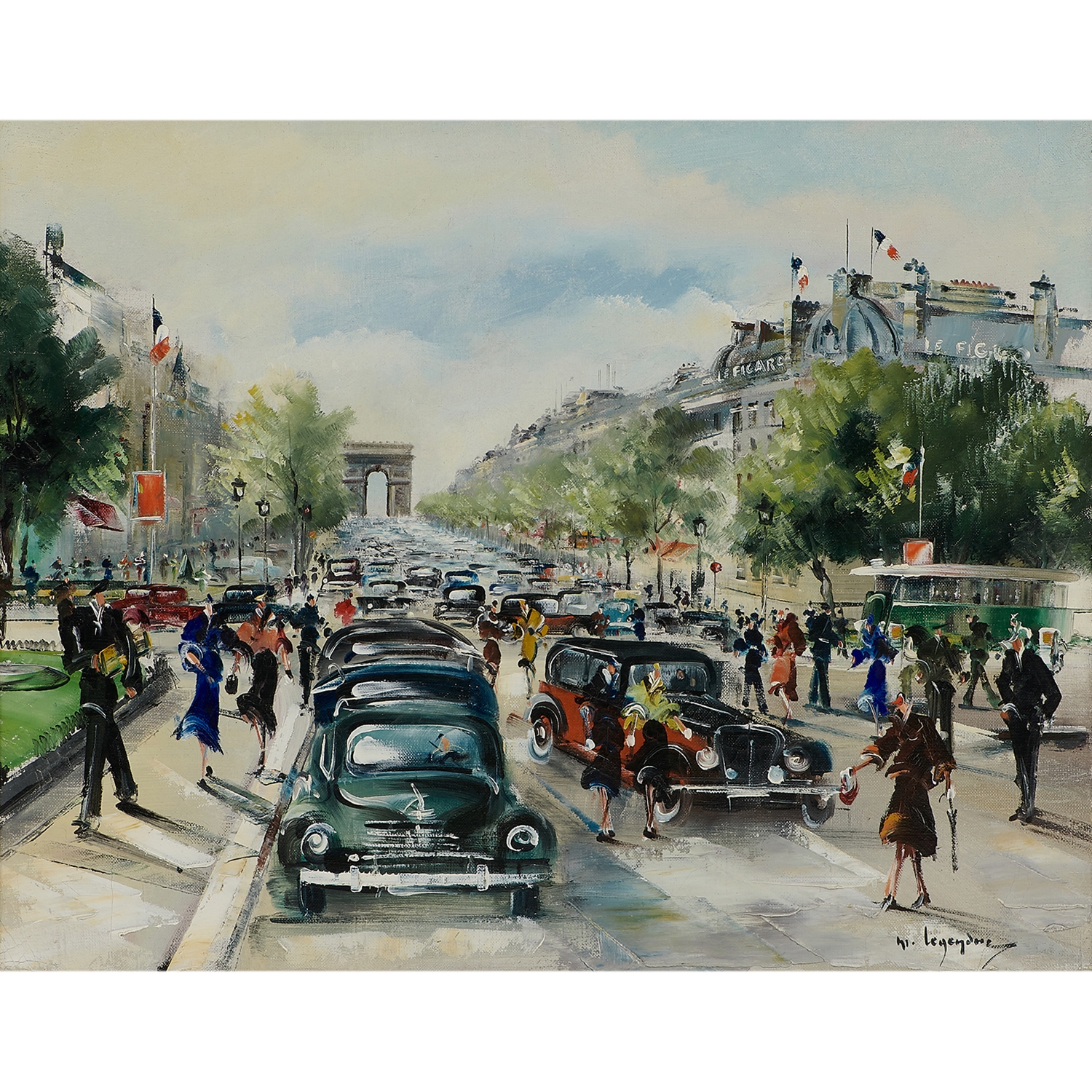 Maurice Louis Legendre | Parisian City Street Scene with L'Arc de ...