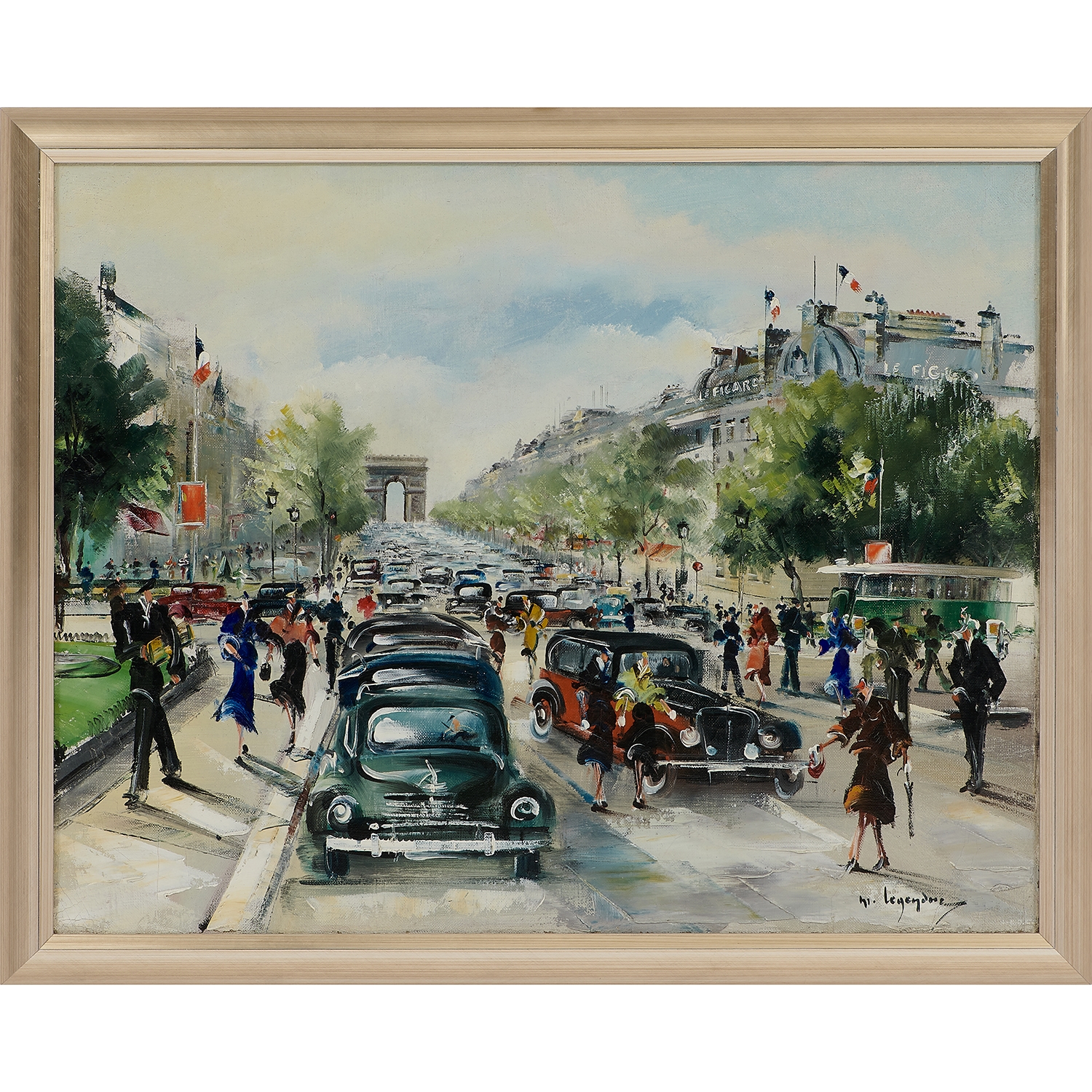 Maurice Louis Legendre | Parisian City Street Scene with L'Arc de ...
