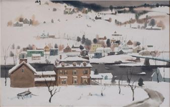 Paul Sample | Old Man and Young Girl on a Walk | MutualArt