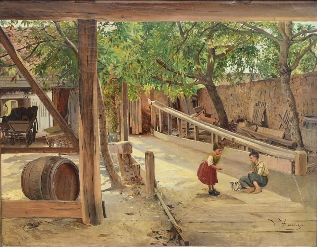 I. Hunza | Children with a Cat | MutualArt