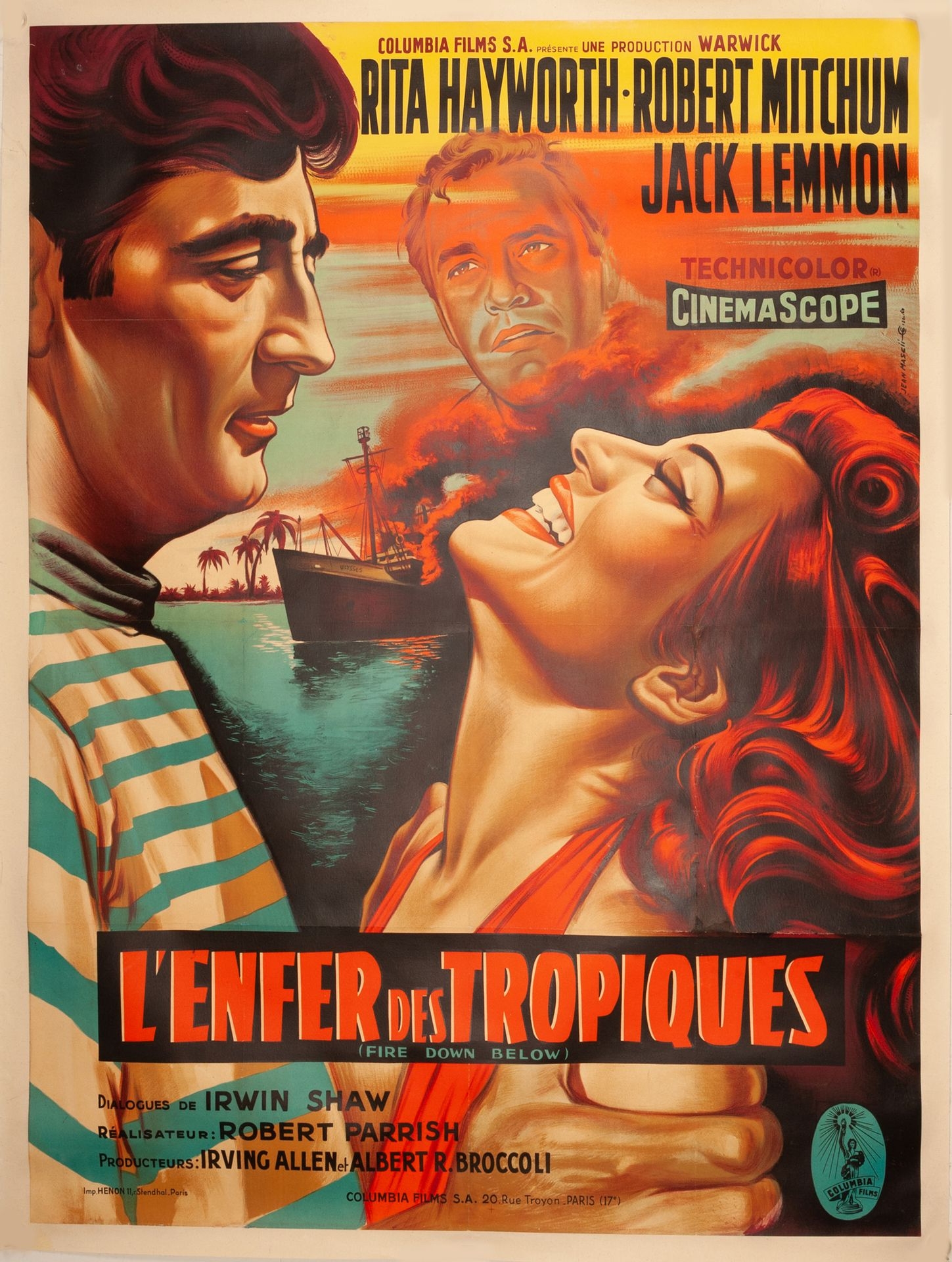 Jean Mascii | L'ENFER DES TROPIQUES / FIRE DOWN BELOW (1957) | MutualArt