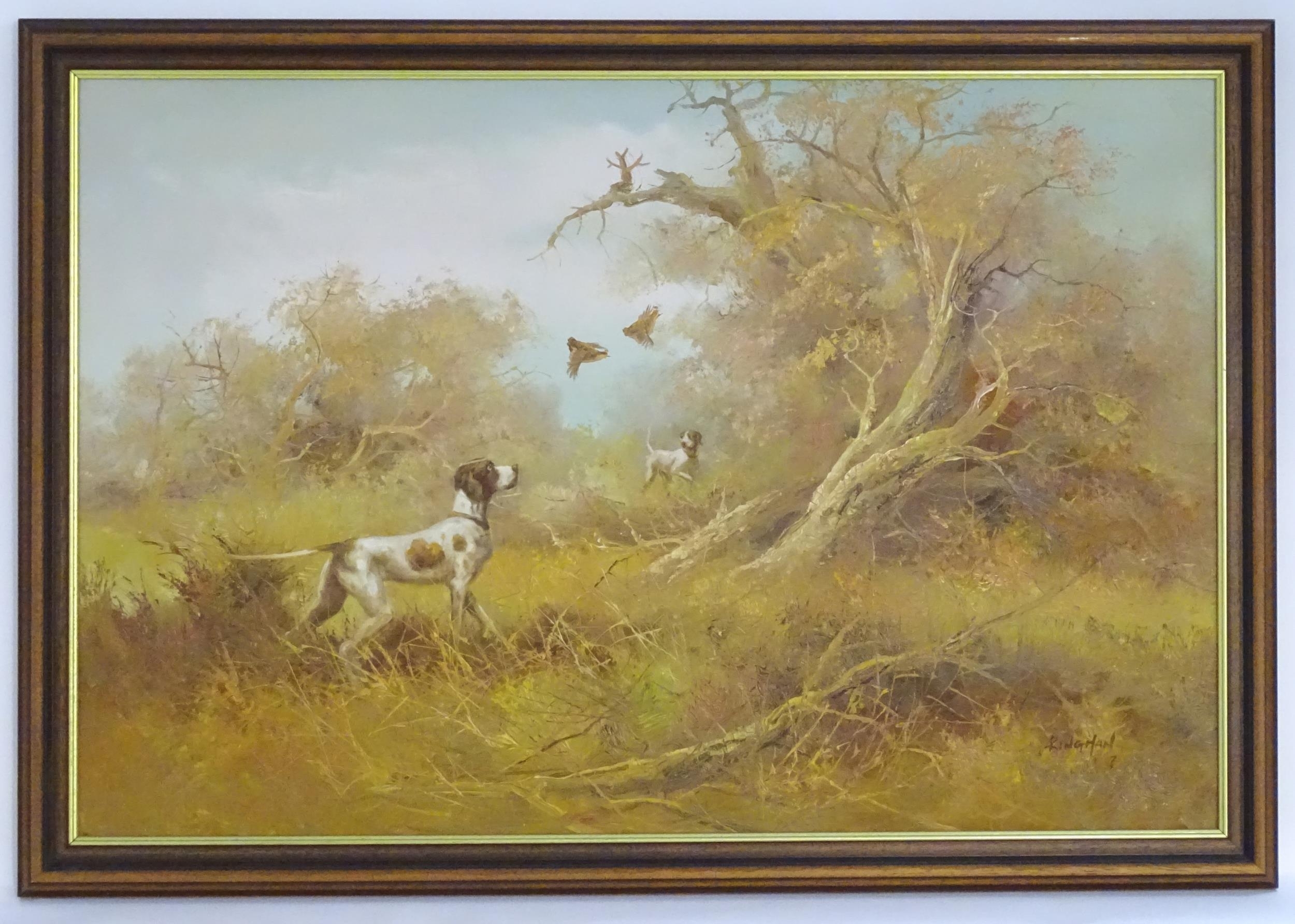 Eugene Kingman | A wooded landscape scene with pointer dogs and game ...