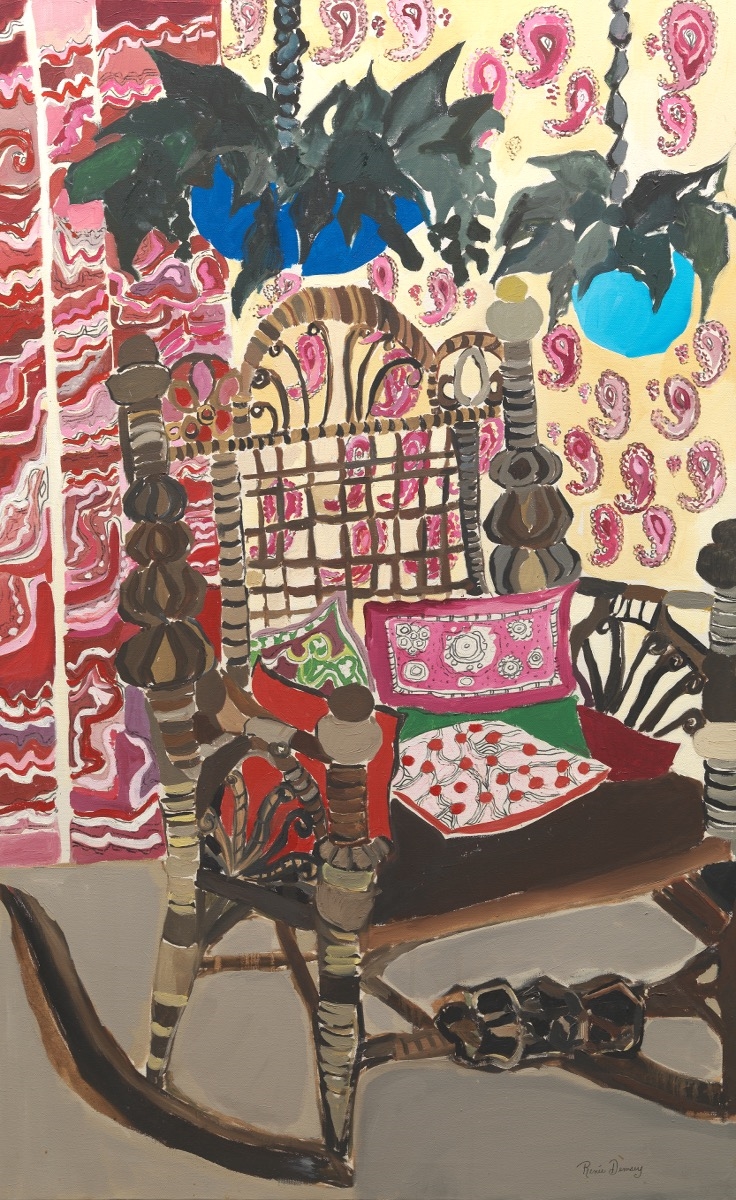 Renee Demsey | Chair with pillows and plants | MutualArt