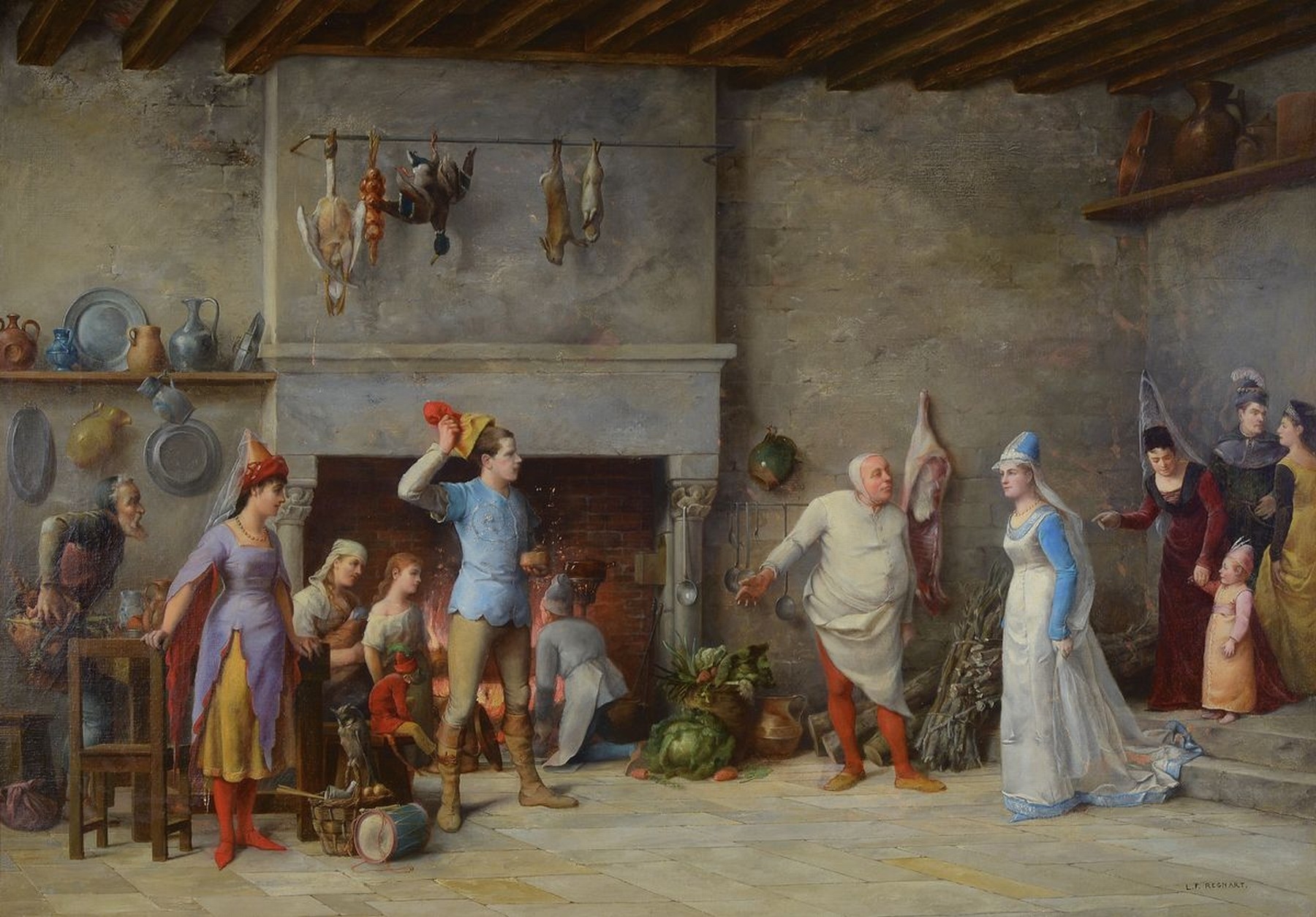 Lucien Francois Regnart | multi-figure kitchen interior | MutualArt