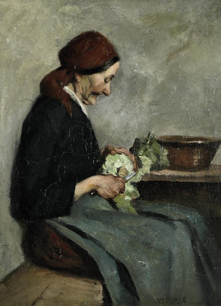 Walter Firle | Frau putzt Gemüse | MutualArt