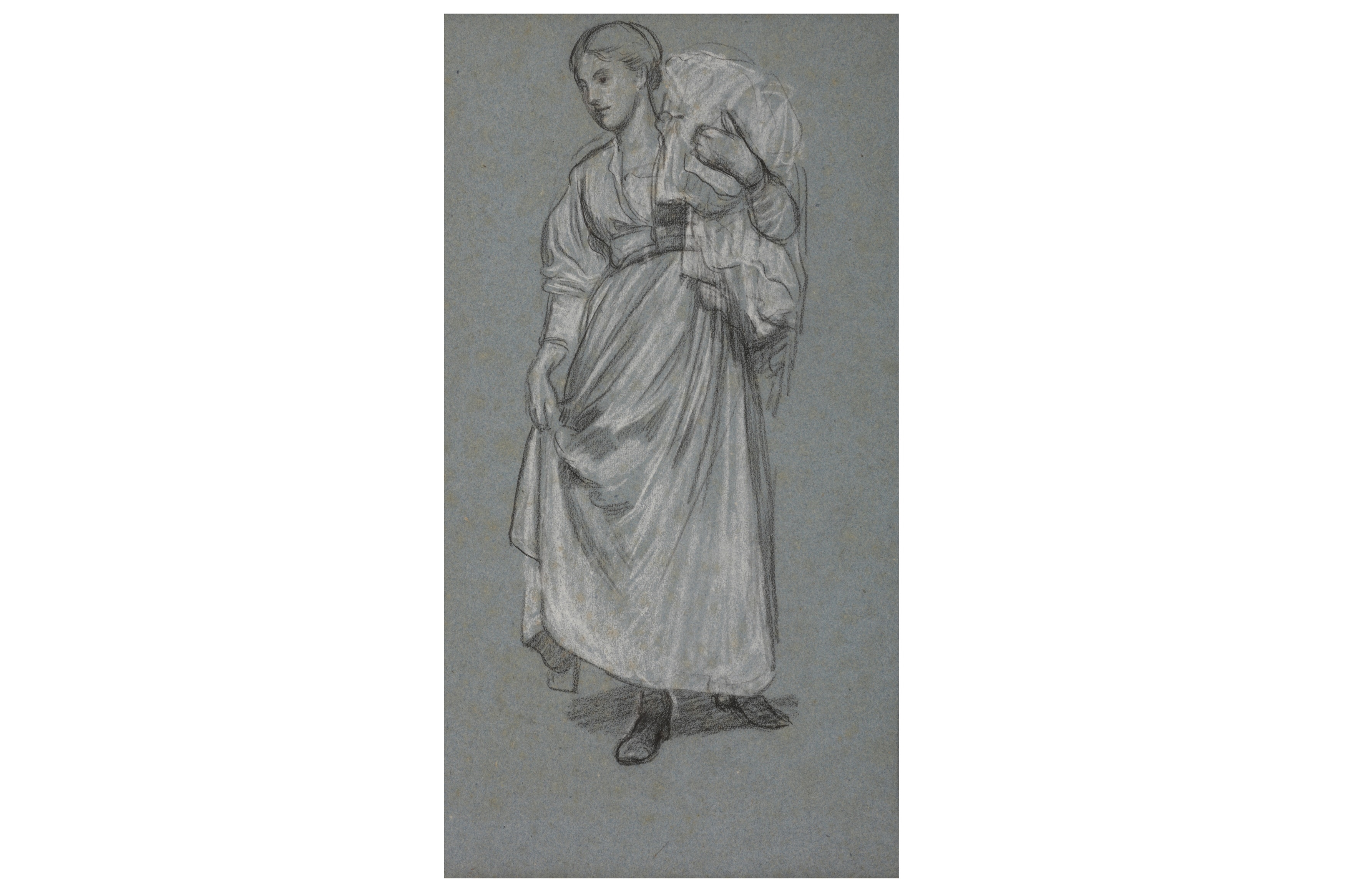 Lord Frederic Leighton | Study of a lady carrying a bundle of fabric ...