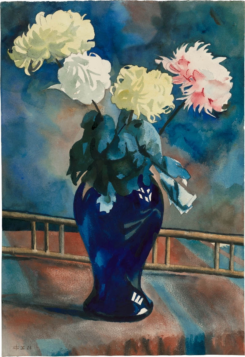 Fritz Stuckenberg | Blumen in blauer Vase (1928) | MutualArt