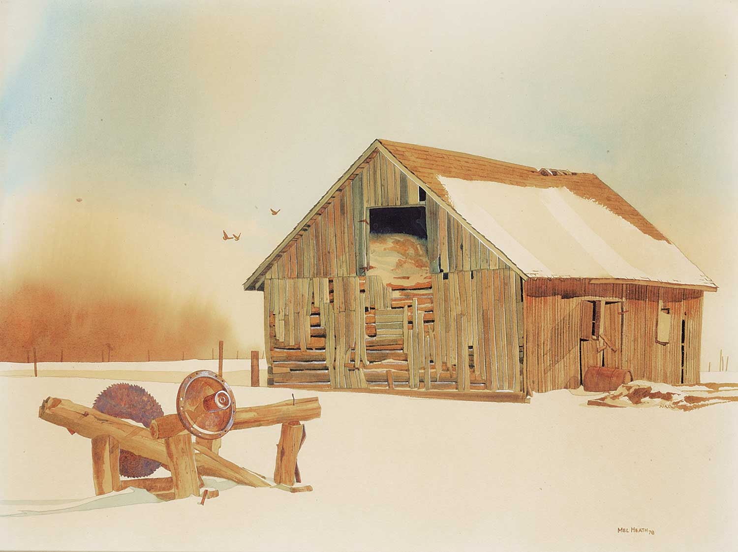 Mel Heath | Untitled - Barn at Dusk (1978) | MutualArt