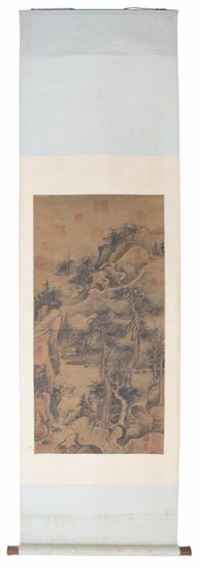 Guo Xi | Chinese hanging scroll depicting a mountainous landscape ...