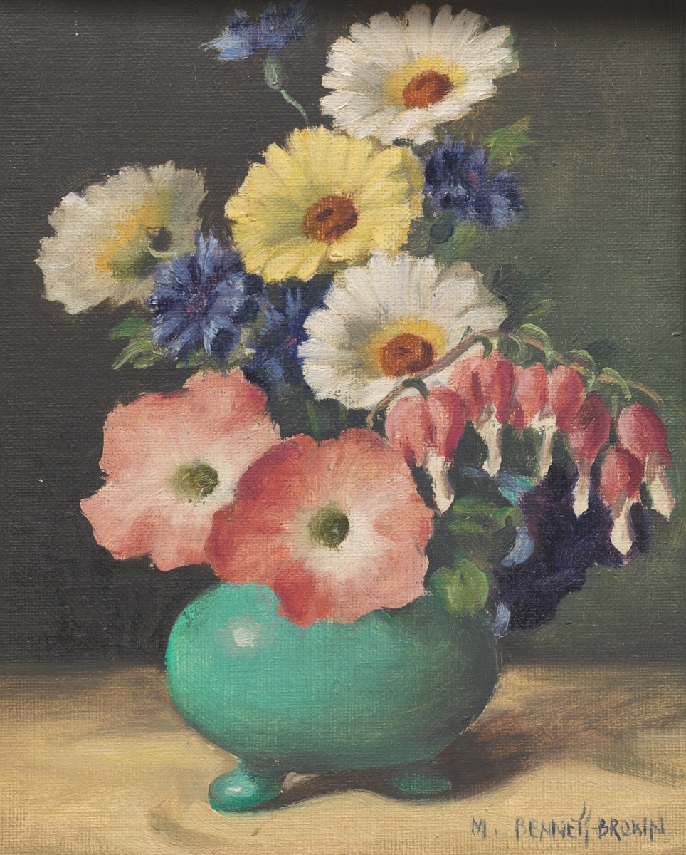 Mae Bennett Brown | Pair of floral still life paintings | MutualArt
