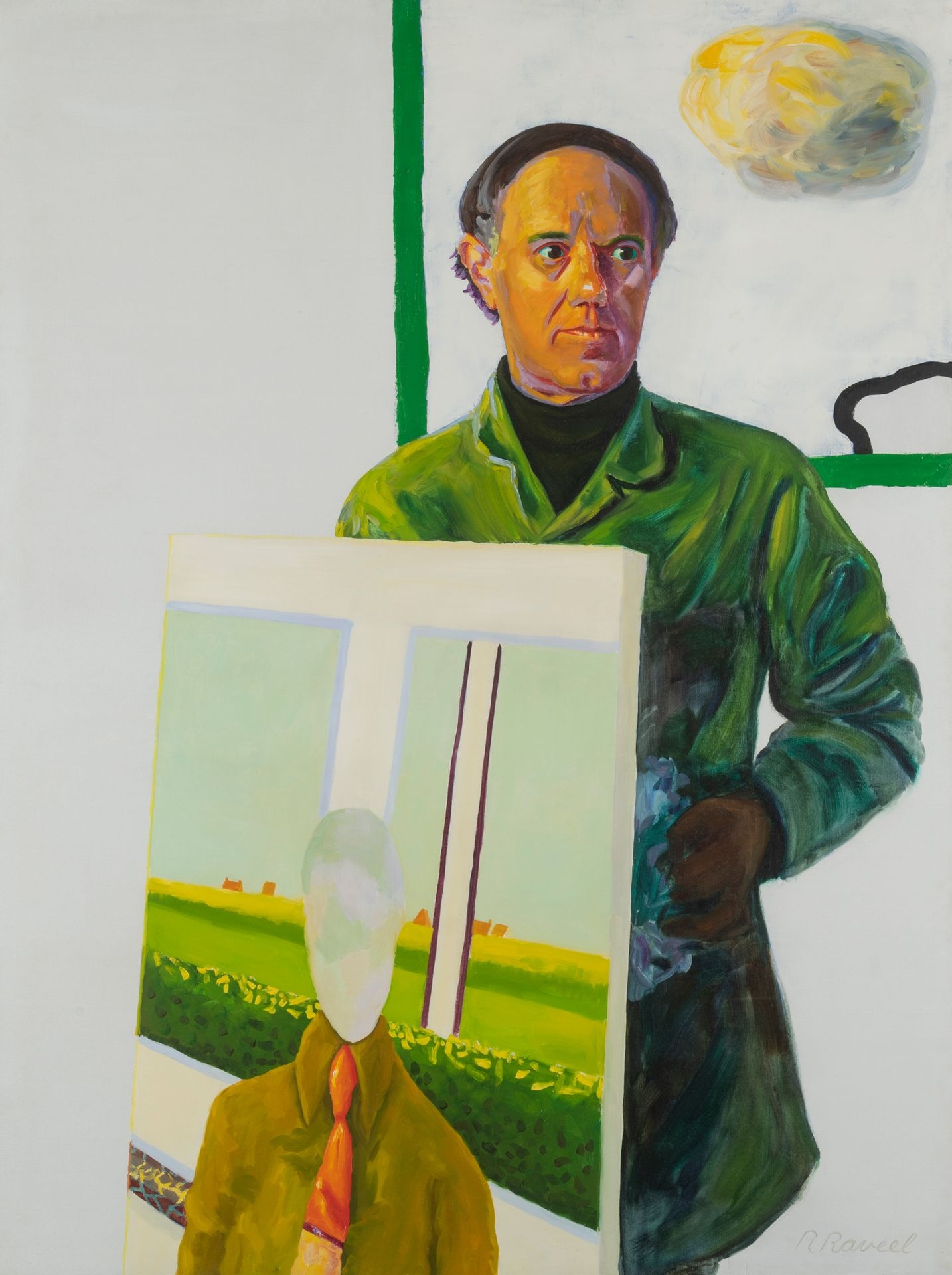 Roger Raveel | Zelfportret met schilderij (1974) | MutualArt