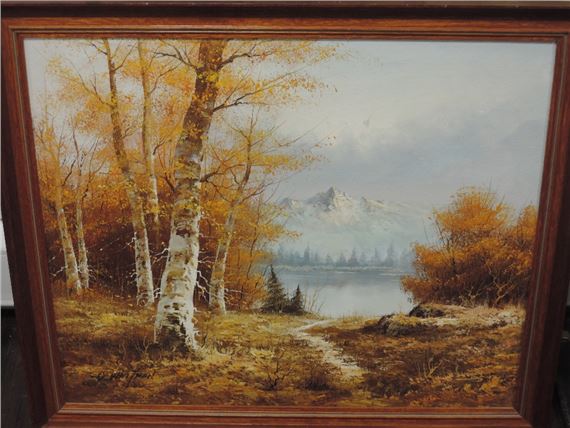 G. Whitman | autumnal lake and mountain landscape | MutualArt