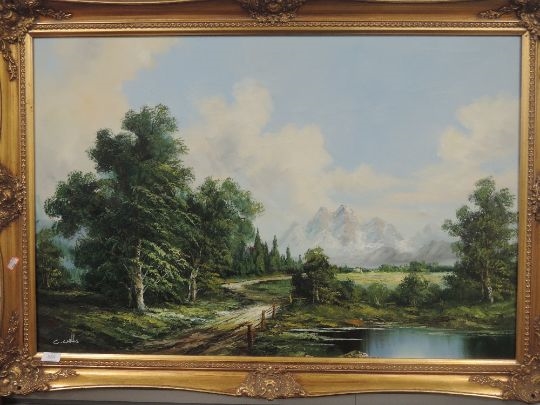 C. Wells | mountain and wood landscape | MutualArt