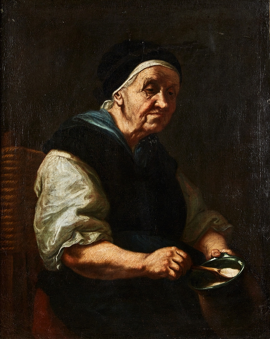 Felix Anton Scheffler | Elderly woman frothy milk (1640) | MutualArt
