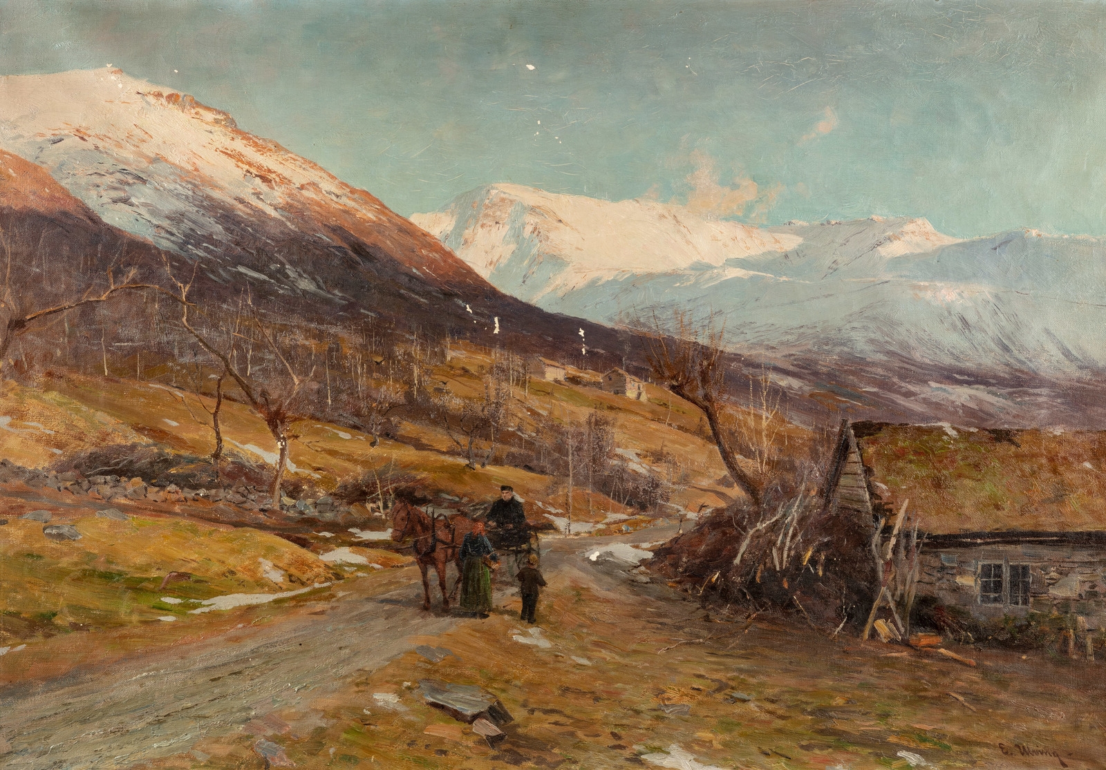 Even Ulving | Fjellgård med hest og kjerre | MutualArt