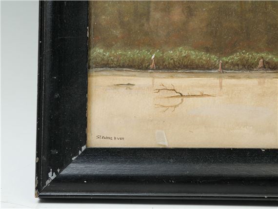 Julia Elder Baker | Folk Art Scene with Men Fishing in the Saint John's ...