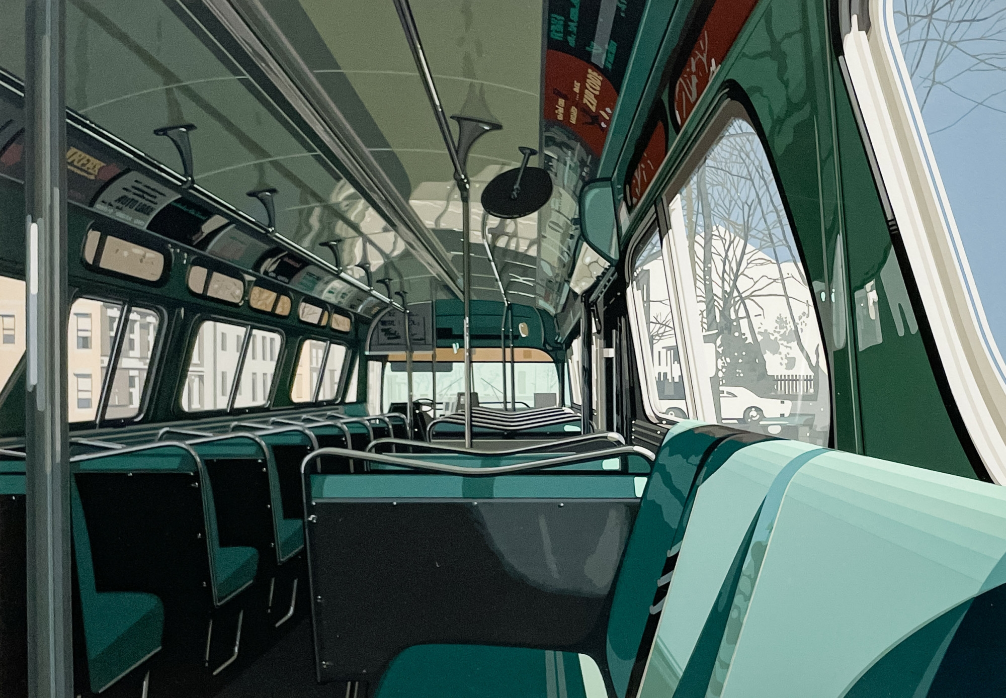 Richard Estes | Bus Interior (from Urban Landscape No.3) (1981) | MutualArt