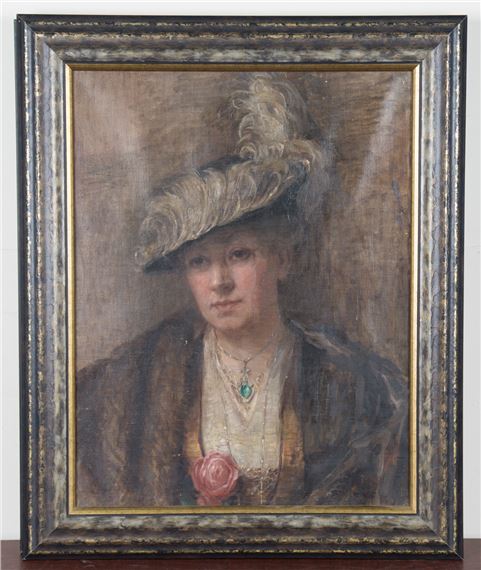 Bertha Dorph | Portrait of a Lady wearing a Plumed Hat (1913) | MutualArt
