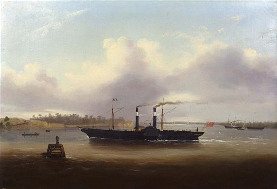 Henry Smartly | A British Steamboat in Shallow Water (1847) | MutualArt